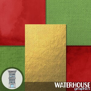 Christmas Watercolor Papers Bright RED & GREEN Gold Digital Paper Pack ...