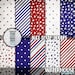 Stars & Stripes DIGITAL PAPER PACK Red White Navy Blue Polka - Etsy