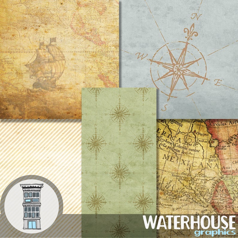 Travel Digital Scrapbooking Vintage Paper Pack INSTANT DIGITAL | Etsy