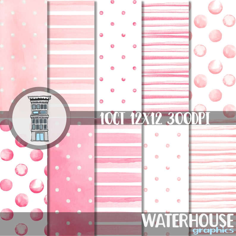 Watercolor PINK Digital Paper Pack INSTANT Digital DOWNLOAD Pink ...