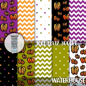 Halloween Digital Paper Pack INSTANT DOWNLOAD Hand Drawn Pumpkins Paper ...