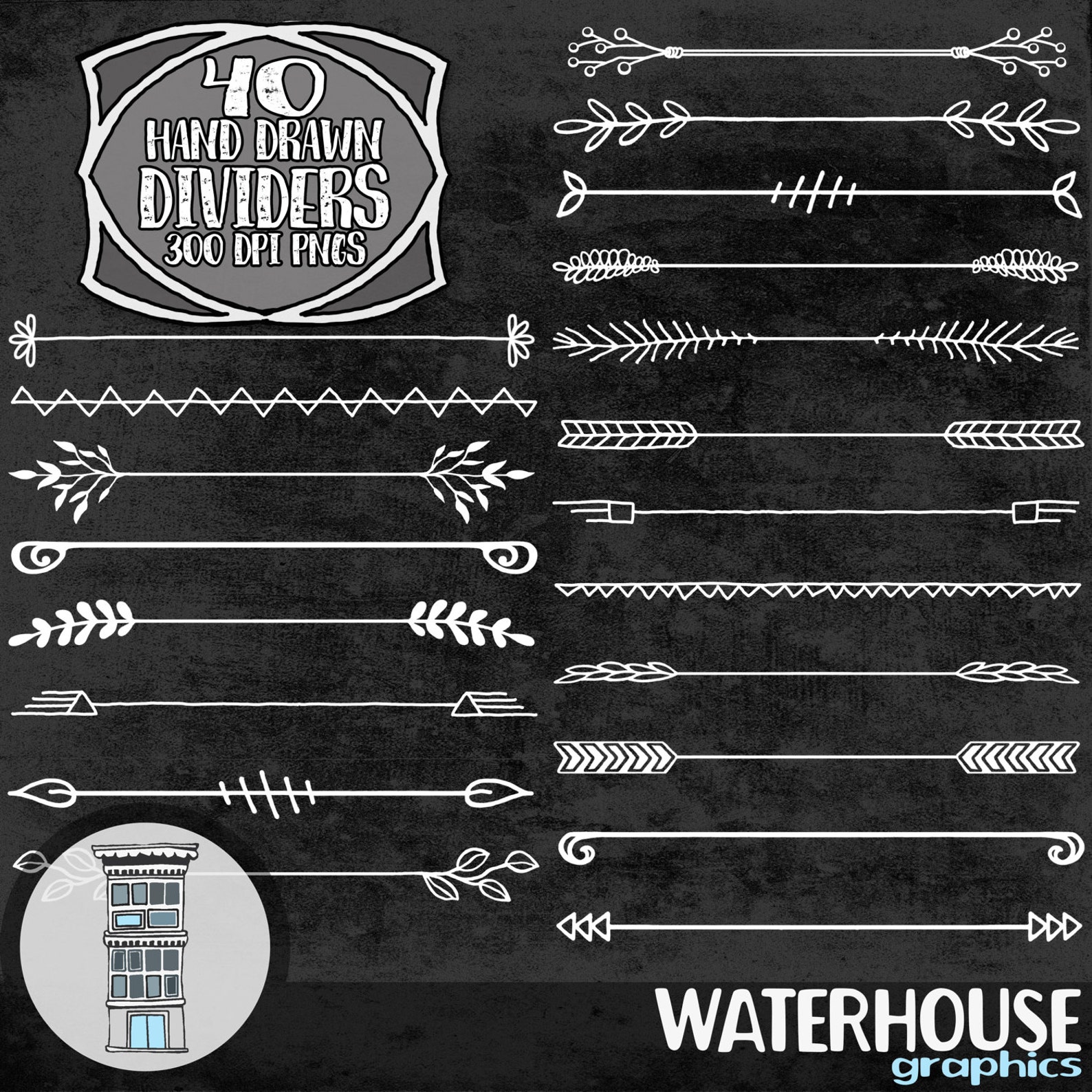 Digital Hand Drawn Dividers INSTANT DIGITAL DOWNLOAD Black and - Etsy