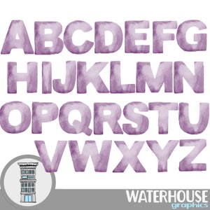 Purple Watercolor Letters Numbers Instant Digital Download PURPLE ...