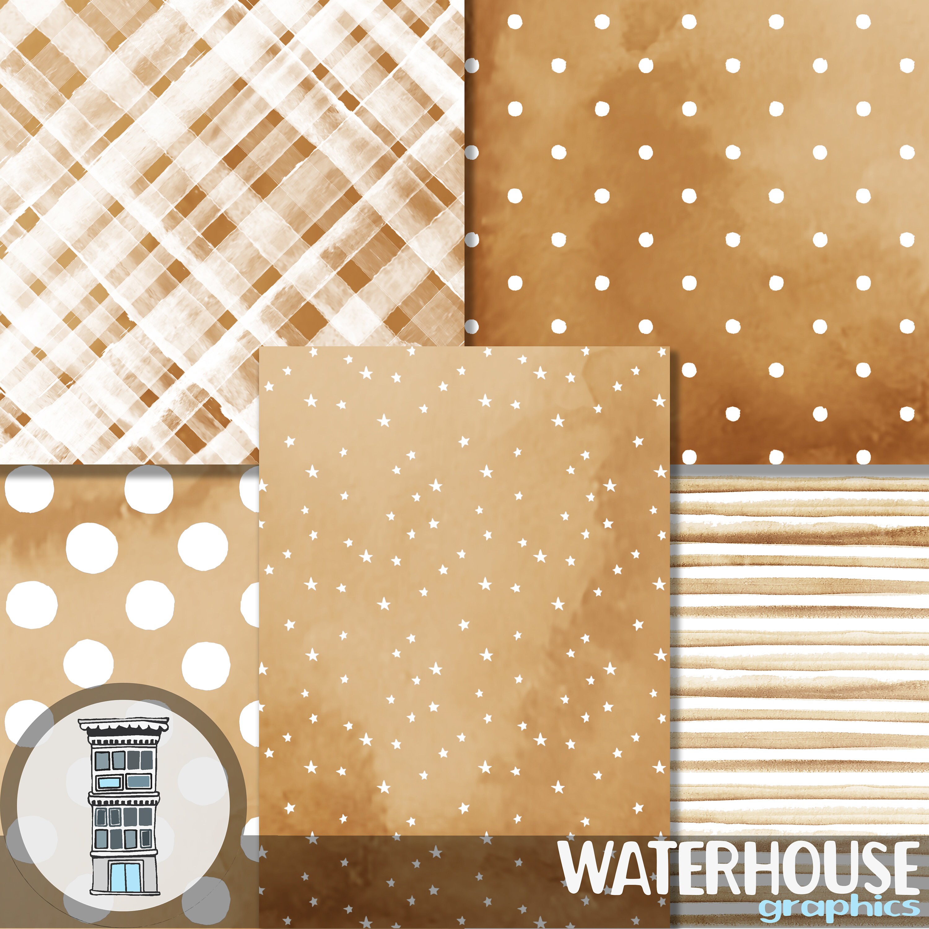 Caramel Brown Watercolor Digital Paper Pack INSTANT Digital DOWNLOAD ...