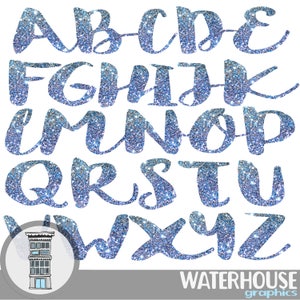 Blue Sparkle Alphabet Clip Art, Instant Digital Download, Blue Glitter ...