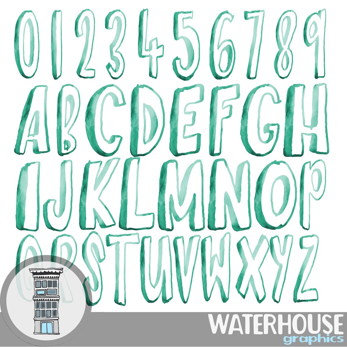 Easter Watercolor Letters Numbers Bundle Set Instant Digital Download ...
