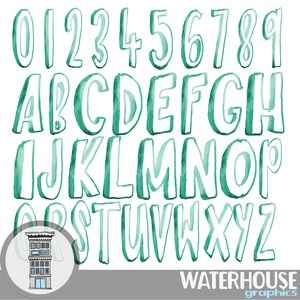 Easter Watercolor Letters Numbers Bundle Set Instant Digital Download ...