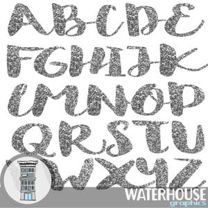 SILVER Sparkle Alphabet Clip Art, Instant Digital Download, Silver ...