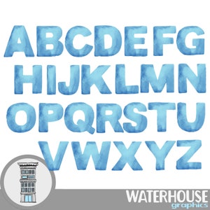 Blue Watercolor Letters Numbers Instant Digital Download BLUE ...
