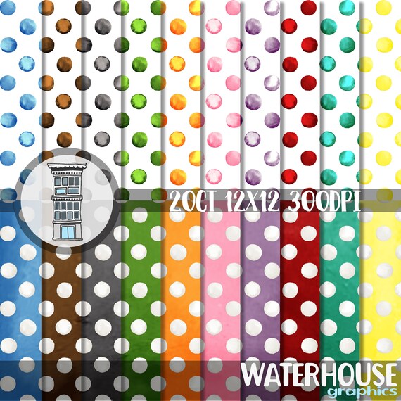 Watercolor Polka Dots 20 Ct Digital Paper Pack INSTANT Digital | Etsy