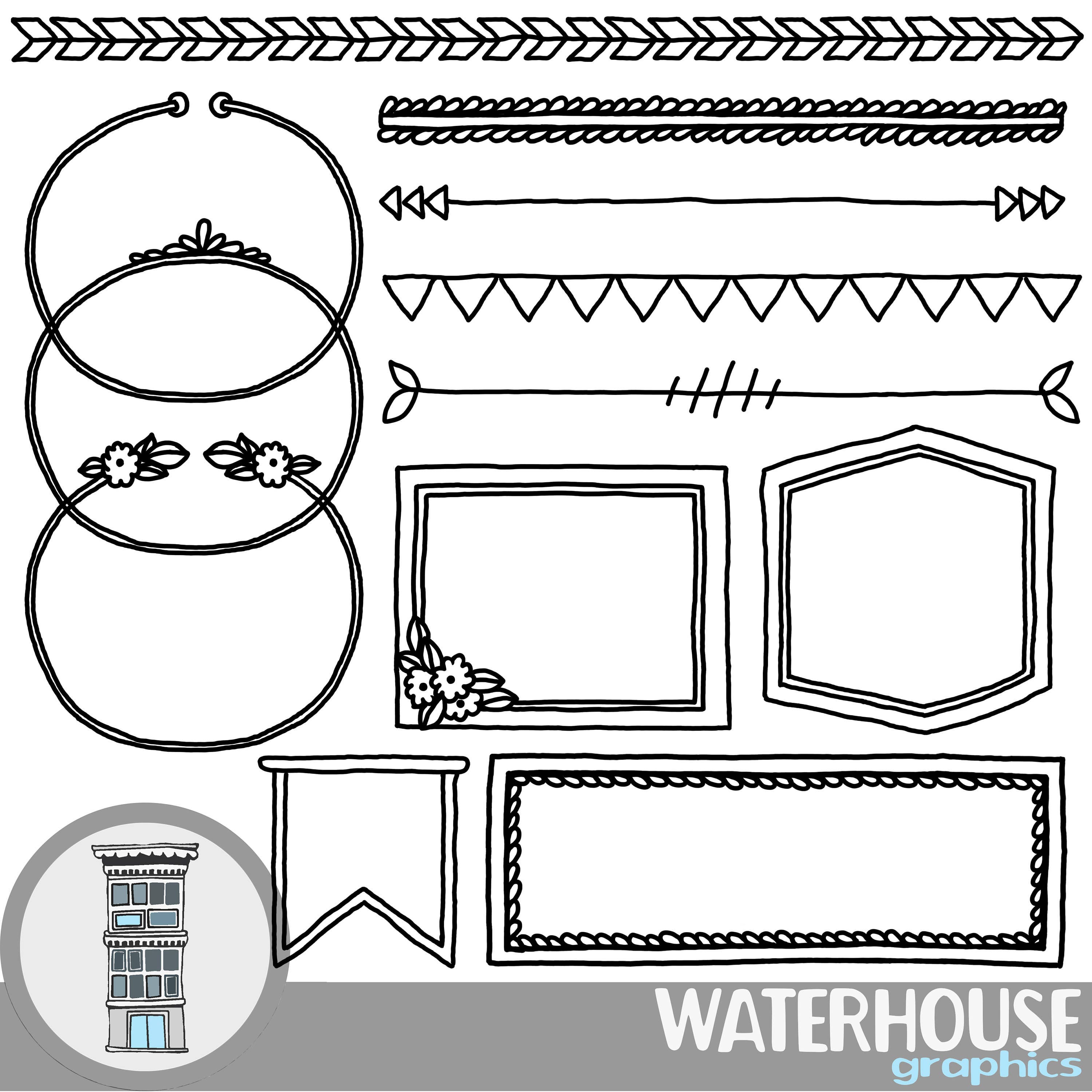 Digital Hand Drawn Circular Frames Dividers INSTANT DIGITAL DOWNLOAD ...