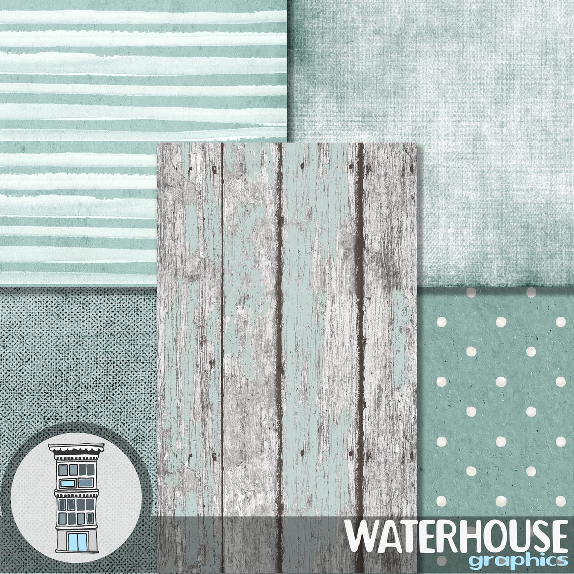 Rustic TEAL Digital Paper Pack INSTANT Download Green Blue - Etsy