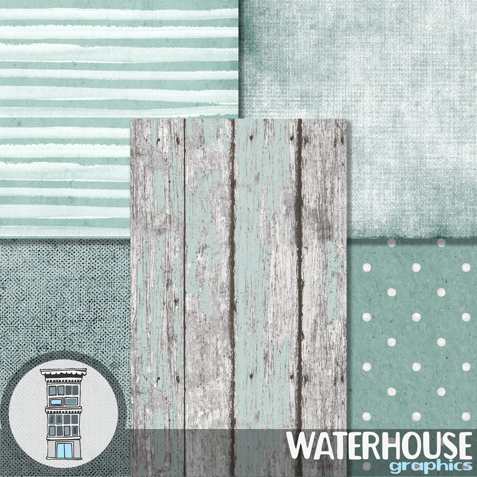 Rustic TEAL Digital Paper Pack INSTANT Download Green Blue - Etsy