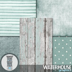 Rustic TEAL Digital Paper Pack INSTANT Download Green Blue Burlap Polka ...
