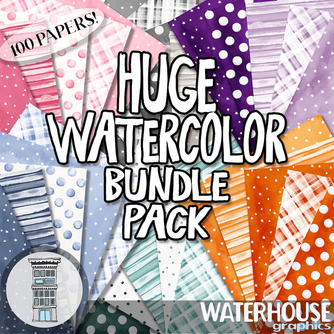 Digital Watercolor Paper 100ct Bundle Digital Paper Pack INSTANT ...