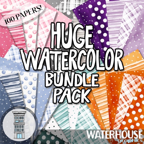 Digital Watercolor Paper 100ct Bundle Digital Paper Pack | Etsy
