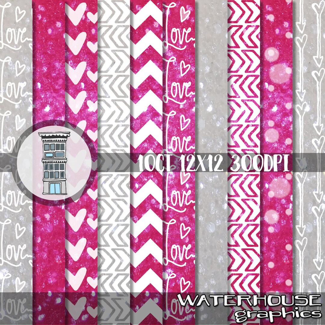 Valentine Glitter Digital Paper Pack INSTANT DOWNLOAD Digital ...