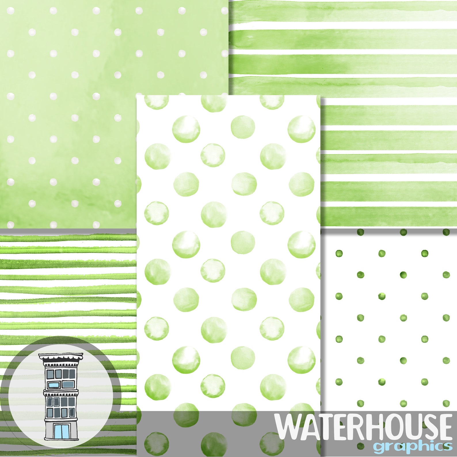 Watercolor Bright Green Digital Paper Pack INSTANT Digital - Etsy