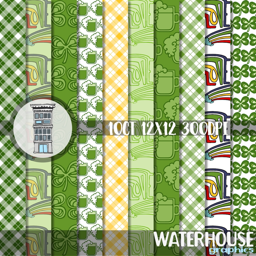 Digital Scrapbooking Paper Pack St Patricks Day Green Beer Rainbow Love ...