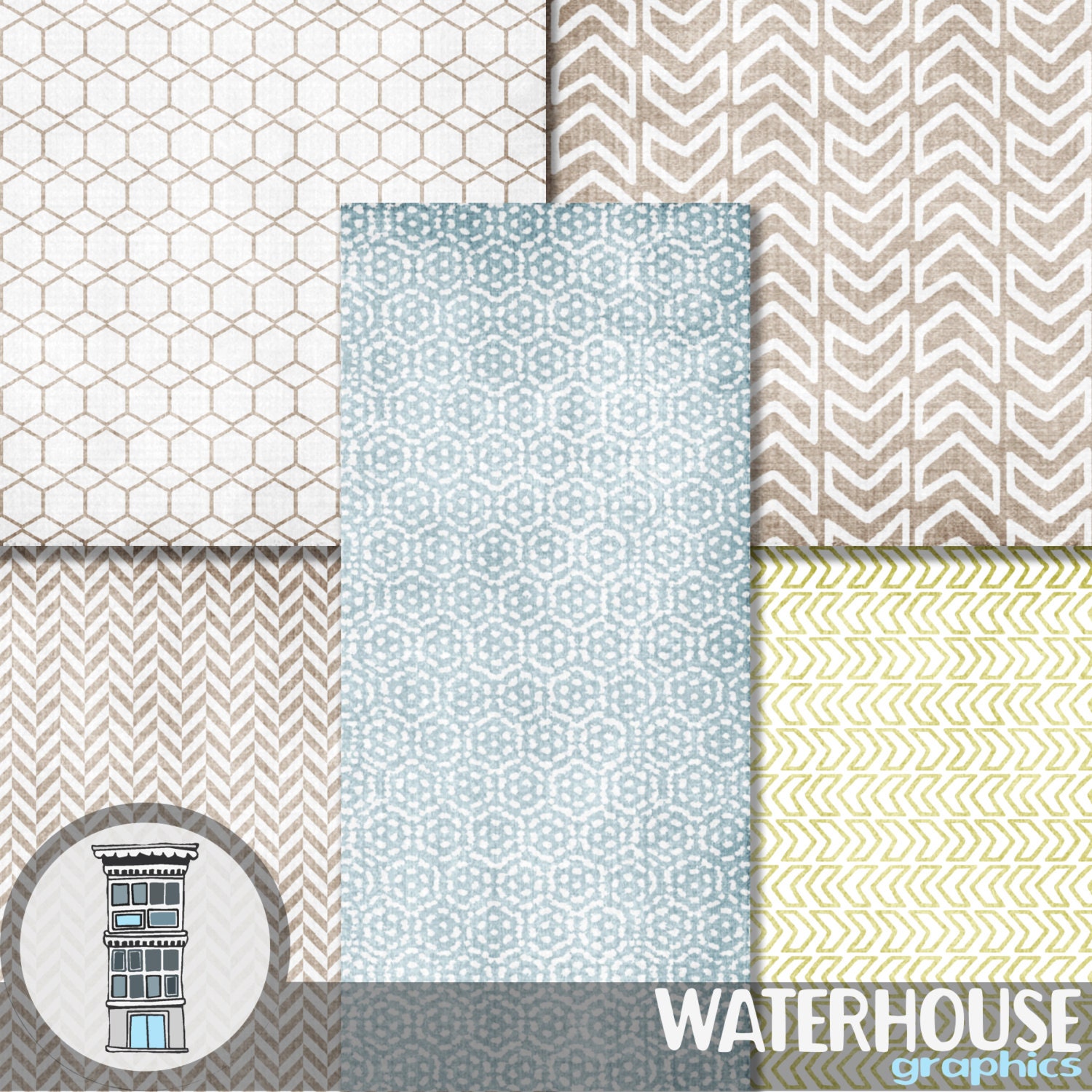 Digital Scrapbooking Paper Pack Arrows Hexagons INSTANT DIGITAL ...
