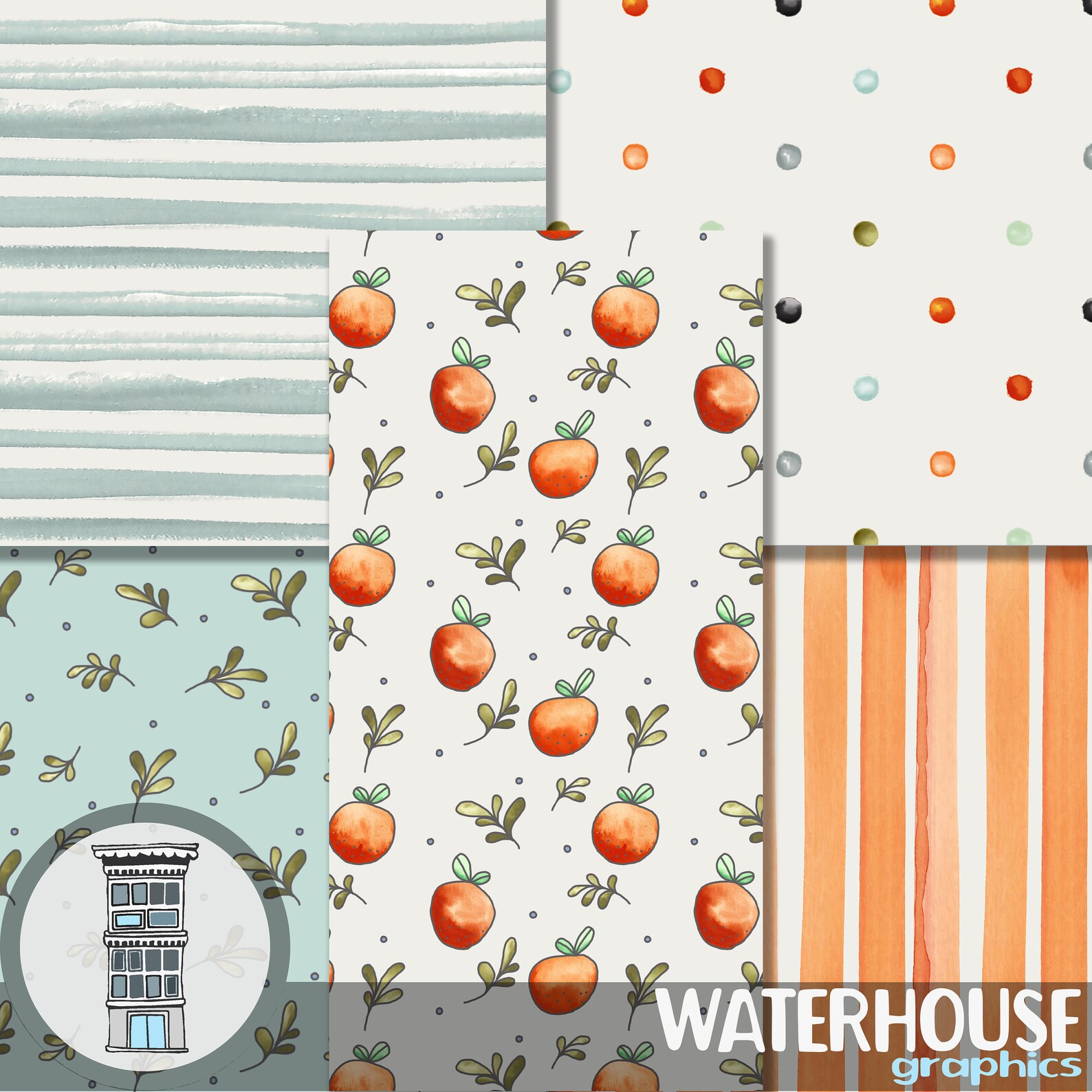 Digital Paper Pack PEACH Mint INSTANT DOWNLOAD Watercolor Dots - Etsy