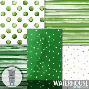Watercolor GREEN Digital Paper Pack INSTANT Digital DOWNLOAD Watercolor ...