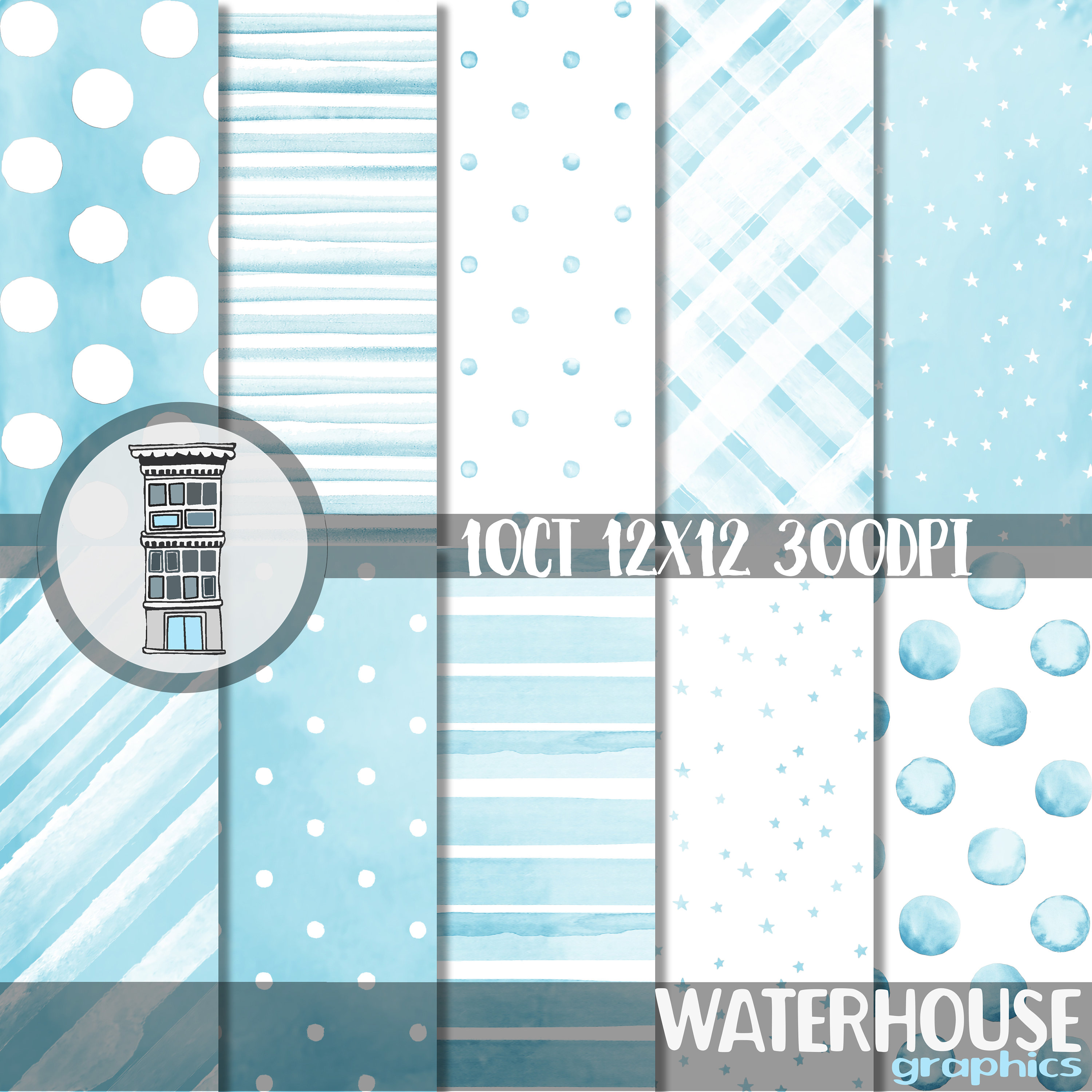 Watercolor Light BLUE Digital Paper Pack INSTANT Digital - Etsy