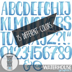 Digital Clipart Watercolor Bundle Pack, Letters, Numbers and ...