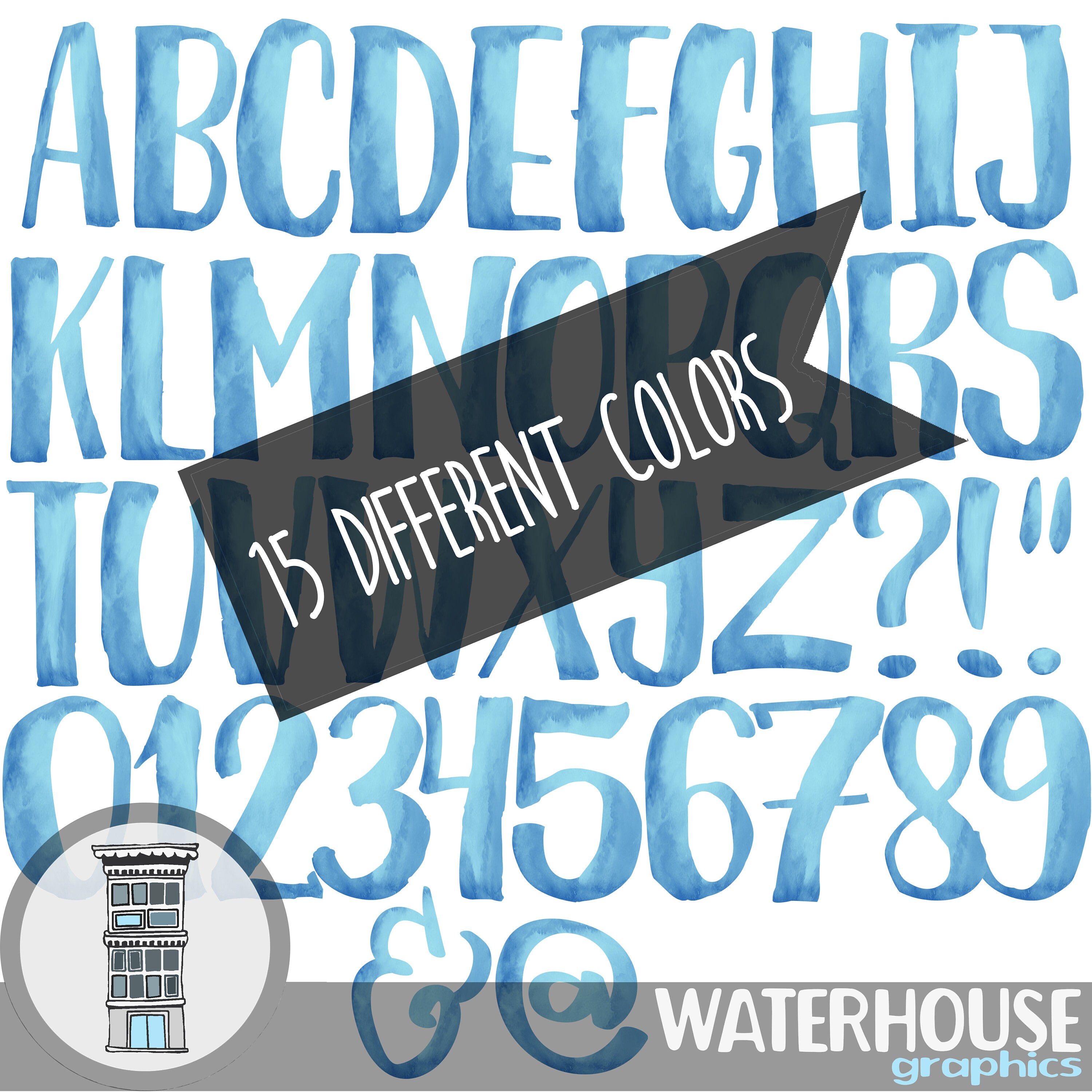 Digital Clipart Watercolor Bundle Pack Letters Numbers and - Etsy Canada