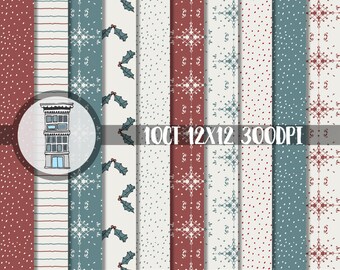 Christmas Digital Paper Pack INSTANT DIGITAL DOWNLOAD Holly | Etsy