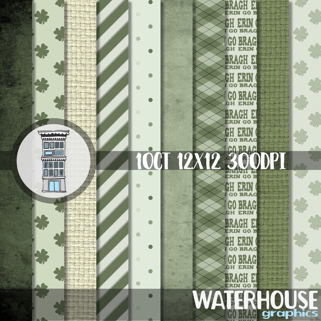 Digital St. Patricks Day Digital Paper INSTANT DOWNLOAD Army Green ...