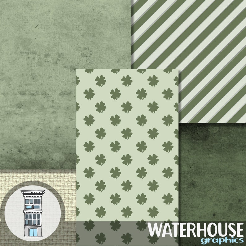 Digital St. Patricks Day Digital Paper INSTANT DOWNLOAD Army Green ...