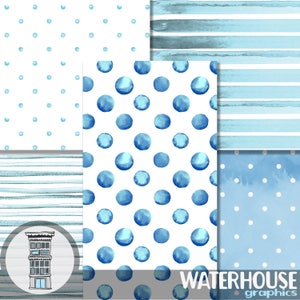 Watercolor BLUE Digital Paper Pack INSTANT Digital DOWNLOAD Blue ...