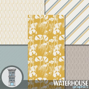 Floral PAPER PACK Digital Scrapbooking Papers Teal Mustard Taupe ...