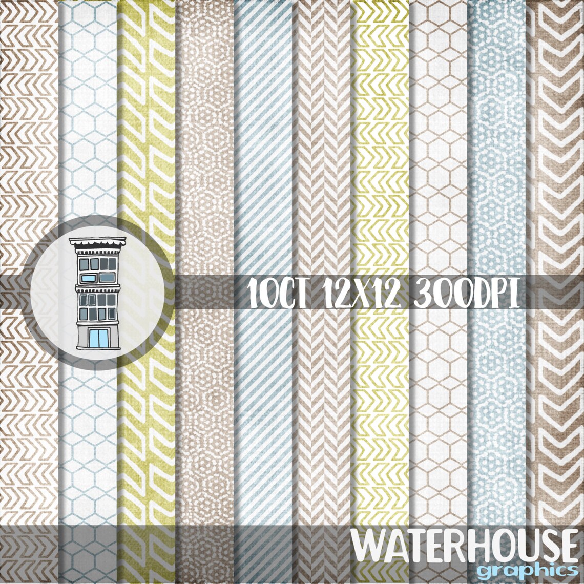 Digital Scrapbooking Paper Pack Arrows Hexagons INSTANT DIGITAL ...