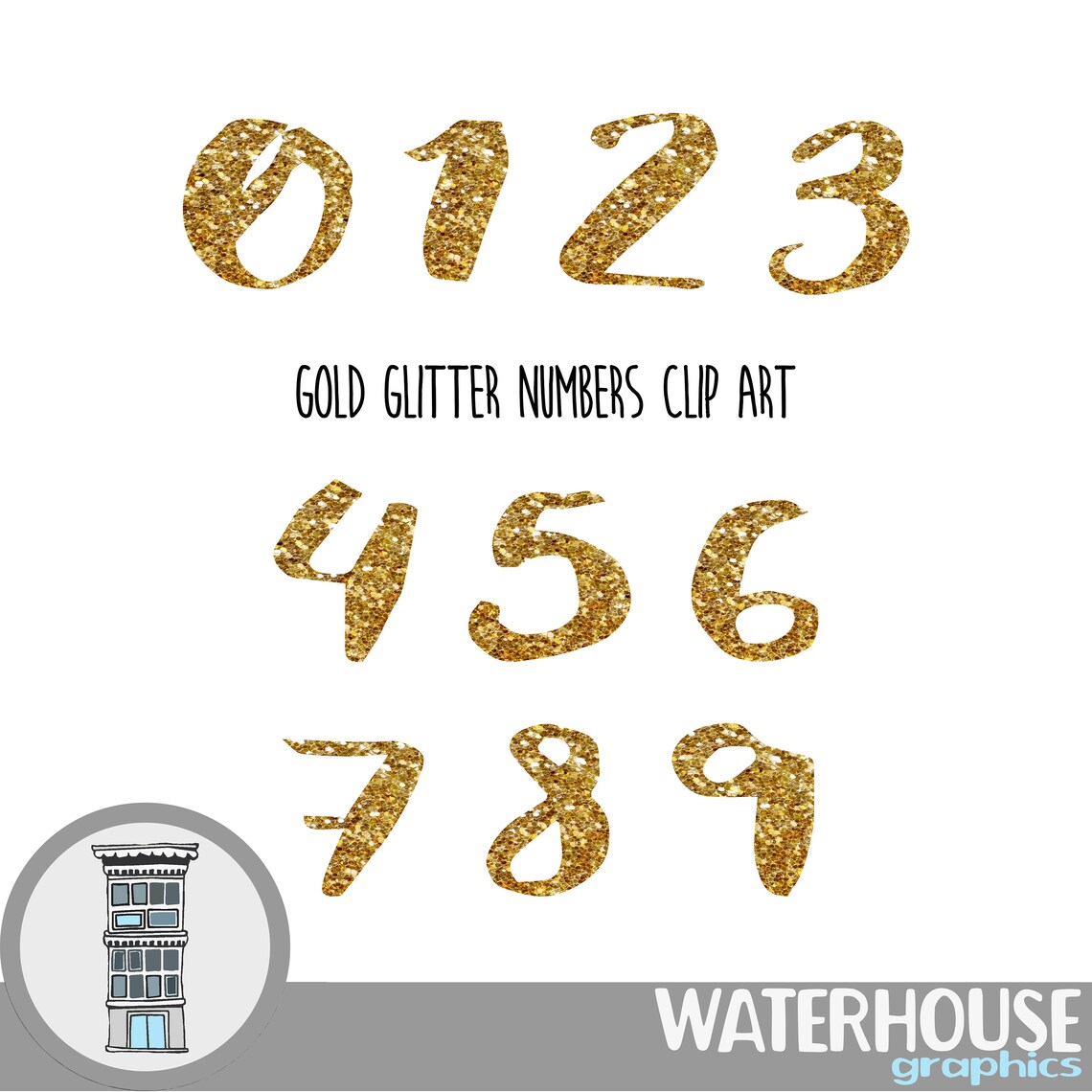GOLD Sparkle NUMBERS Clip Art Instant Digital Download - Etsy