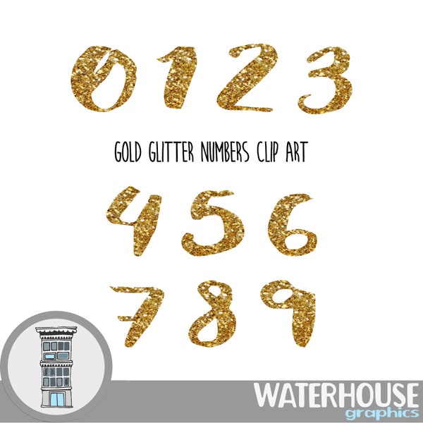 Gold Glitter Numbers - Etsy UK