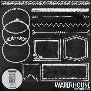 White Chalkboard Digital Hand Drawn Circular Frames Dividers INSTANT ...