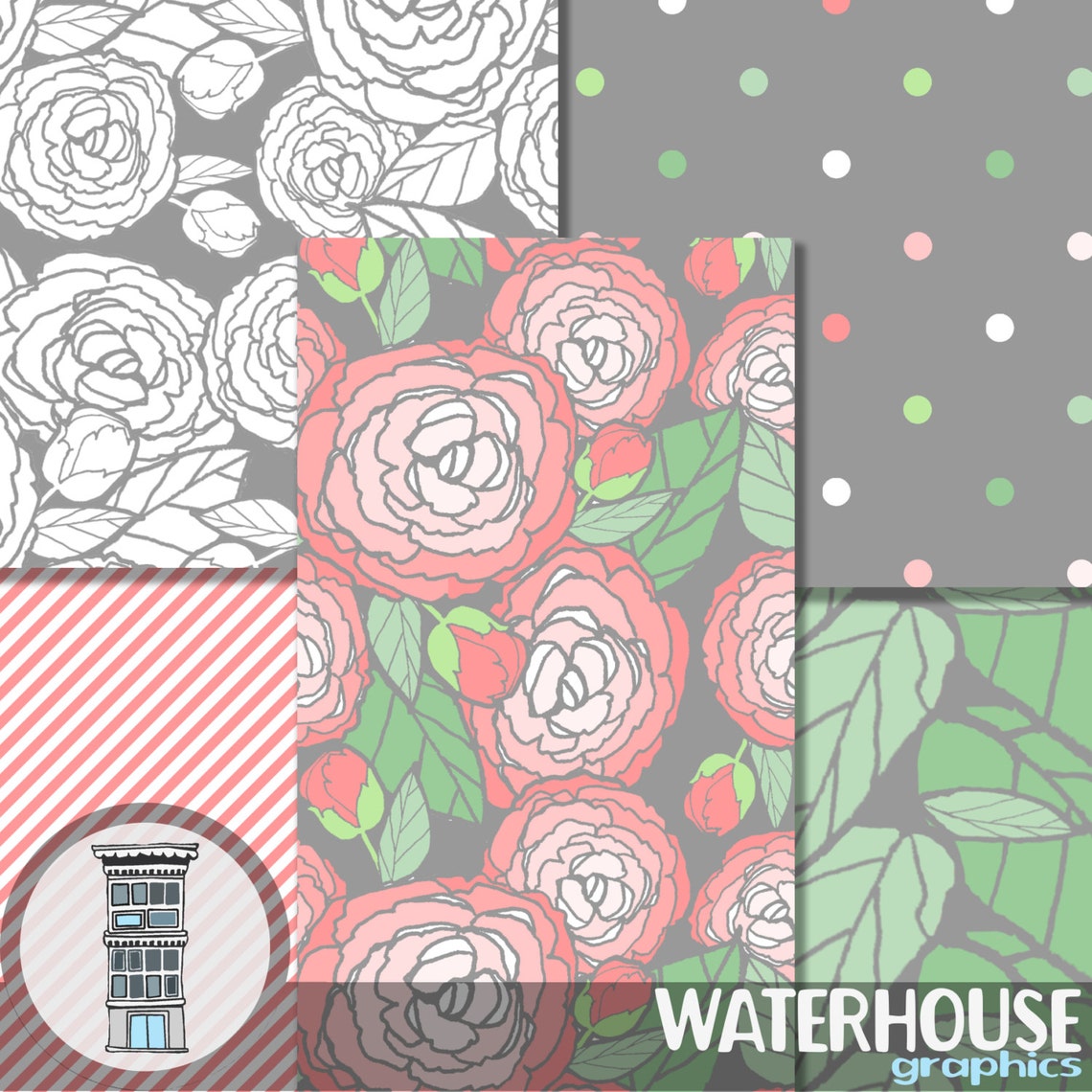 Floral Digital Paper Pack Instant Digital Download Pink | Etsy