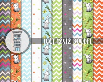 Easter Digital Paper Pack INSTANT DOWNLOAD Cute EASTER Bunnies - Etsy