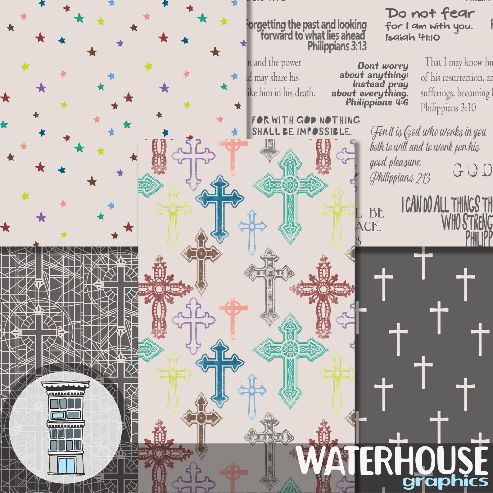 Religious Digital Paper Pack INSTANT DOWNLOAD Bible Verses | Etsy