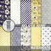 Digital Navy Mustard Yellow Floral Paper Pack Antique Botanical Flowers ...