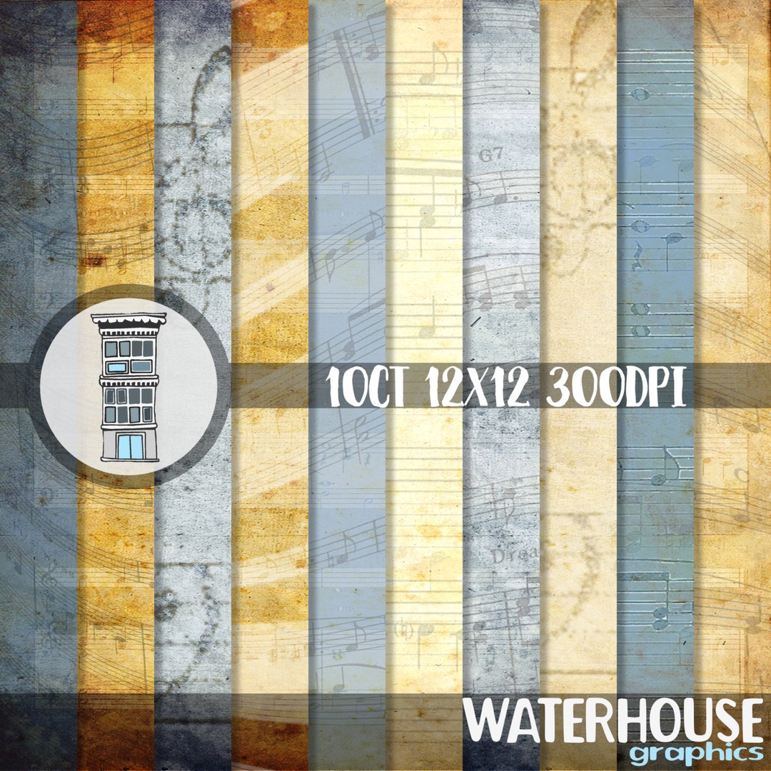 DIGITAL PAPER PACK Distressed Music Notes With Antique Appeal Instant ...