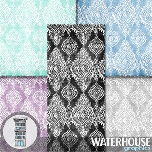 Digital DAMASK Paper Pack INSTANT DOWNLOAD Assorted Colors Damask ...
