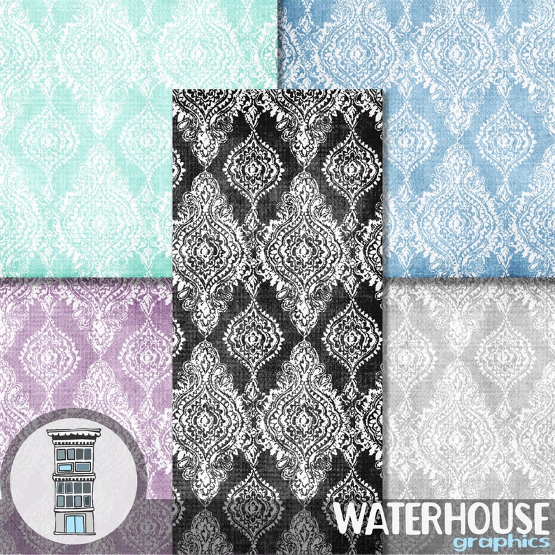 Digital DAMASK Paper Pack INSTANT DOWNLOAD Assorted Colors - Etsy