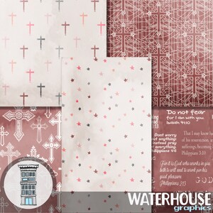 Religious PINK Digital Paper Pack INSTANT DOWNLOAD Bible Watercolor ...