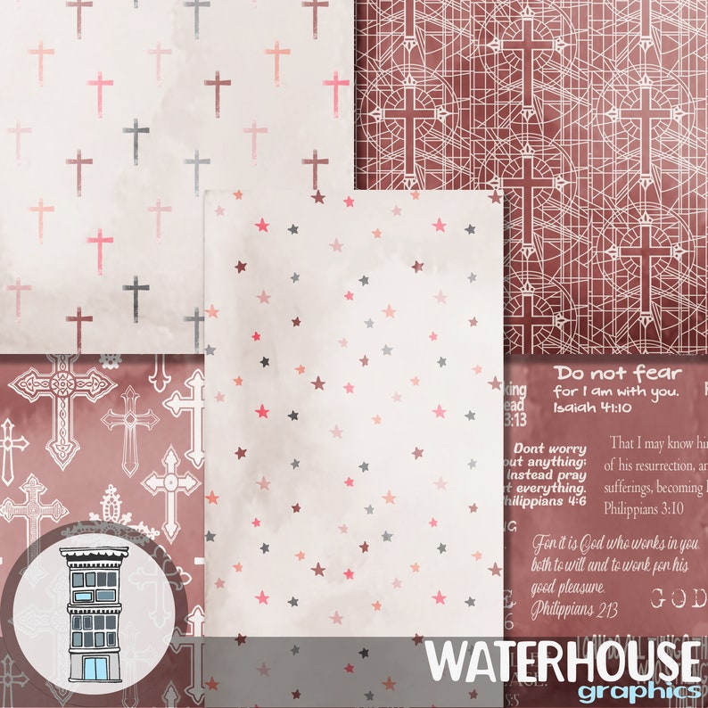 Religious PINK Digital Paper Pack INSTANT DOWNLOAD Bible | Etsy