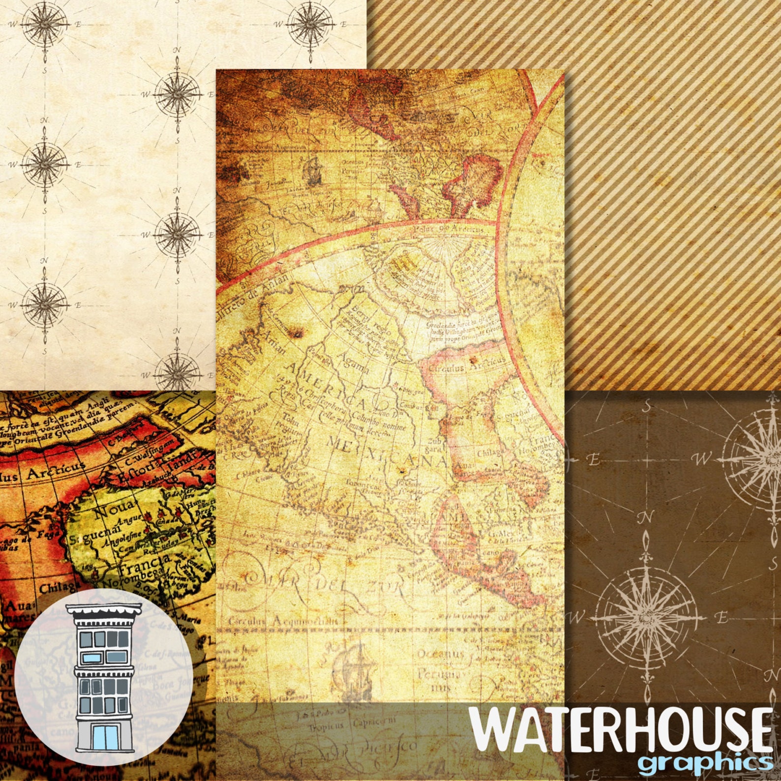 Digital Scrapbooking Vintage Travel Paper Pack INSTANT DIGITAL - Etsy