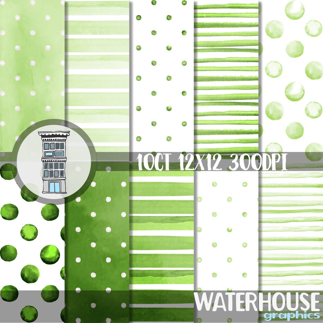 Watercolor Bright Green Digital Paper Pack INSTANT Digital DOWNLOAD ...