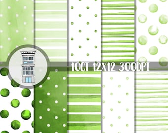 Bright Lime Green Digital Paper Backgrounds With Flowers Polka - Etsy